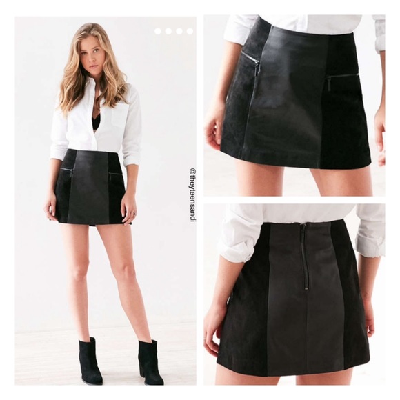 Urban Outfitters | Skirts | Urban Outfitters Suede Panel Leather Mini Skirt | Poshmark